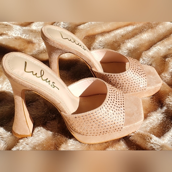 Lulus | Shoes | Lulus Karelee Light Nude Suede Rhinestone Platform High ...
